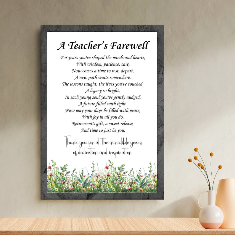 Teacher Retirement Poem, Teacher Goodbye Poem, Teacher Farewell ...