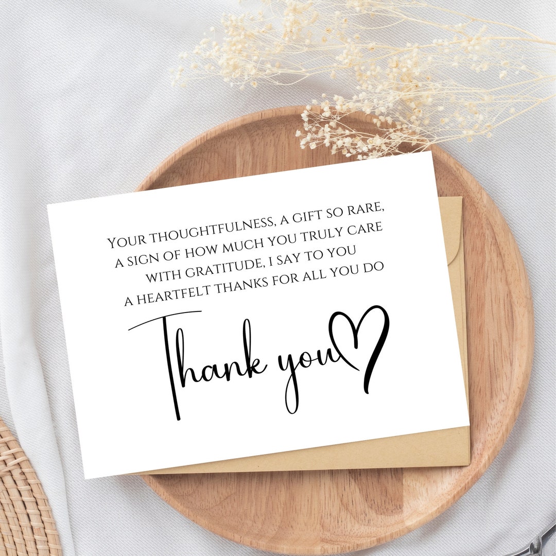 Printable Thank You Poem Card: Heartfelt Gratitude (digital Download ...