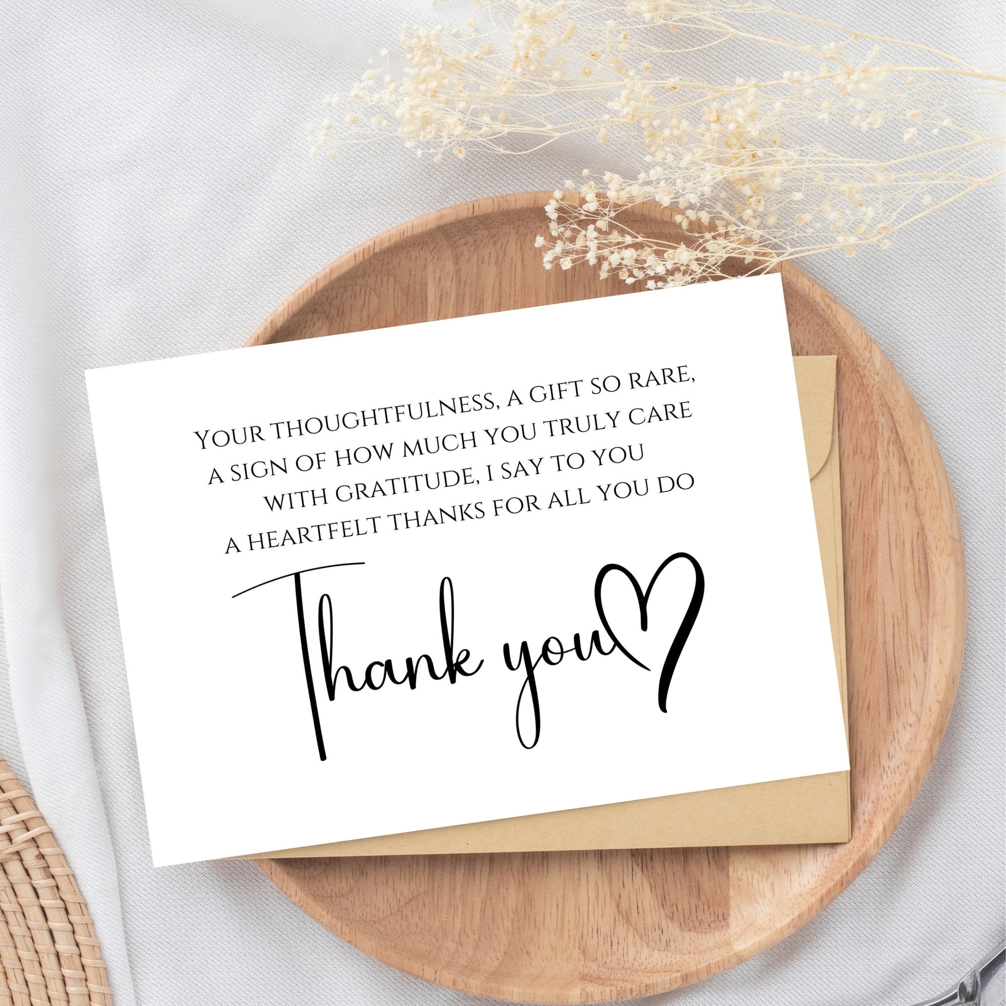 Printable Thank You Card, Thank You Poem Printable Card, Instant ...