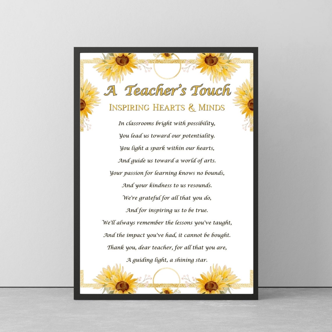 Sunflower Teacher Poem Print: Appreciation Gift (digital Download) - Etsy