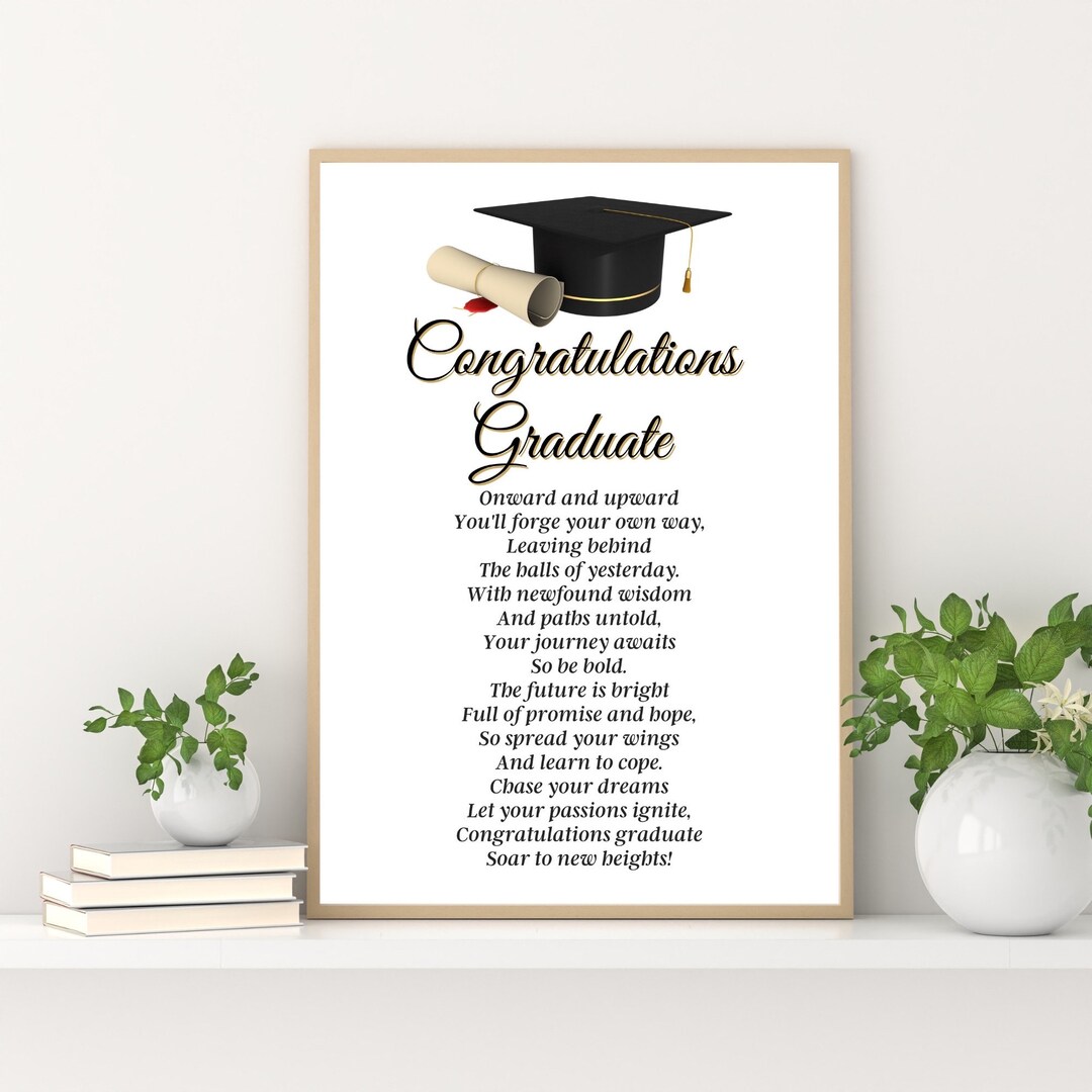 Graduation Poem, Graduation Quote Wall Art, Graduation Gifts ...
