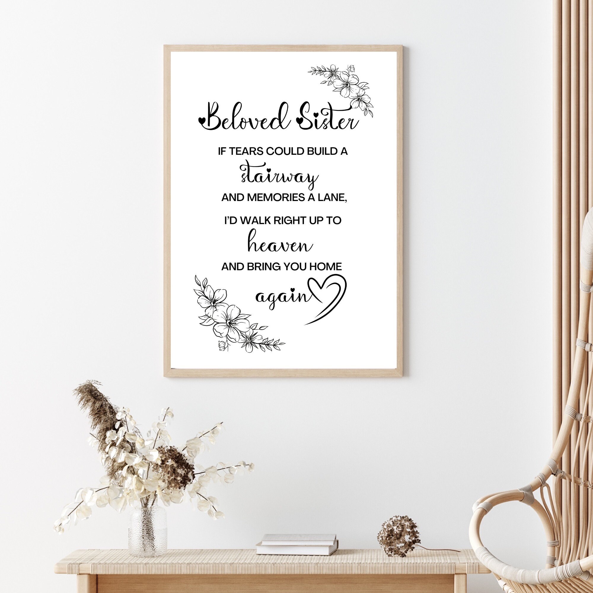 Sister Remembrance Print, Beloved Sister, Grieving the Loss of A Sister ...