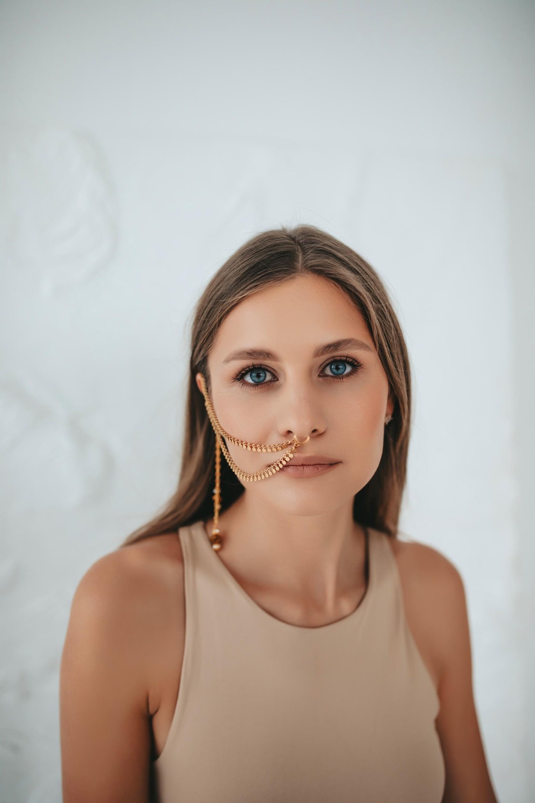 Nose to Ear Chain, Fake Nose Ring, Body Jewelry, Festival Jewelry ...