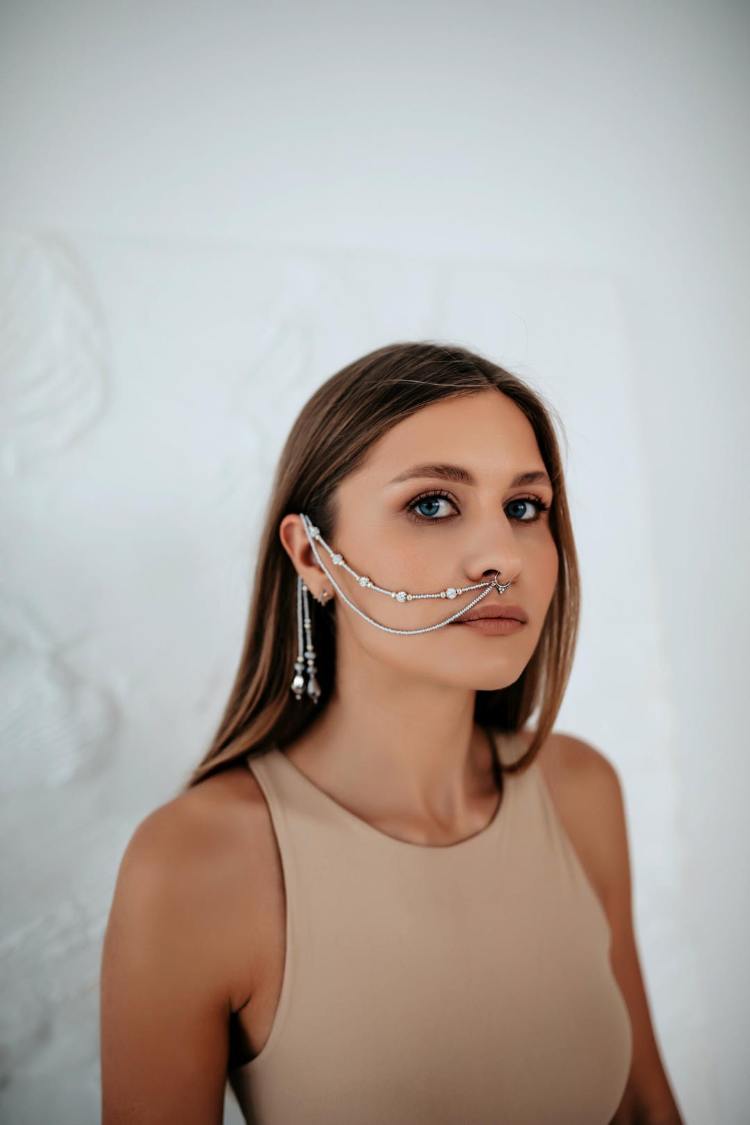 Nose to Ear Chain, Fake Nose Ring, Body Jewelry, Festival Jewelry ...