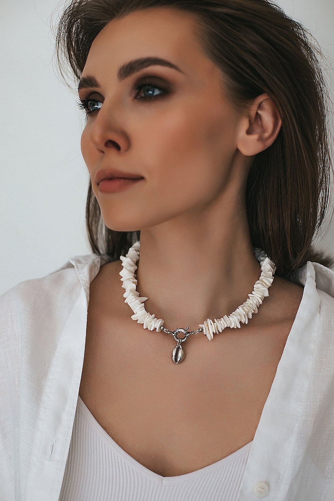 Seashell Necklace, Choker, Beaded Choker, Gemstone Necklace, Choker ...