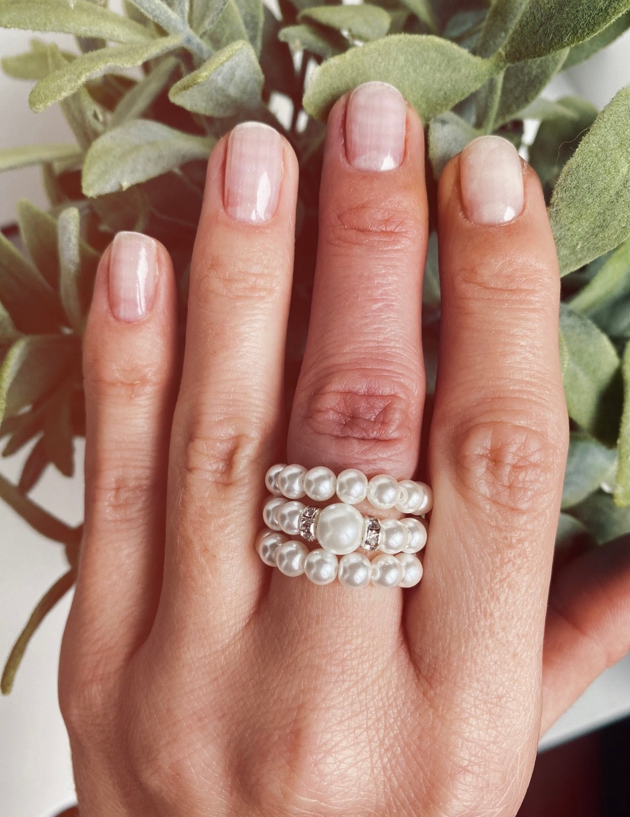 Pearl Ring, Pearl Stretch Ring, Boho Stretch Pearl Ring, Pearl Ring ...