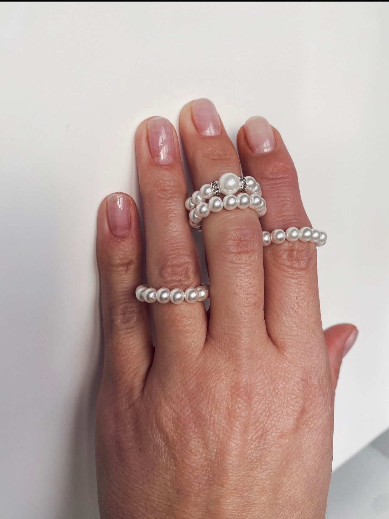 Pearl Ring, Pearl Stretch Ring, Boho Stretch Pearl Ring, Pearl Ring ...