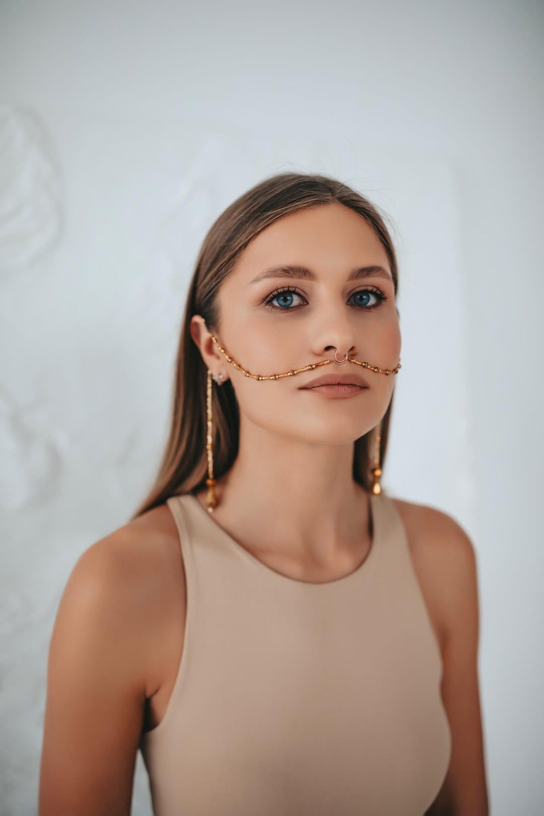 Nose to Ear Chain, Nose Ring, Body Jewelry, Festival Jewelry, Burning ...