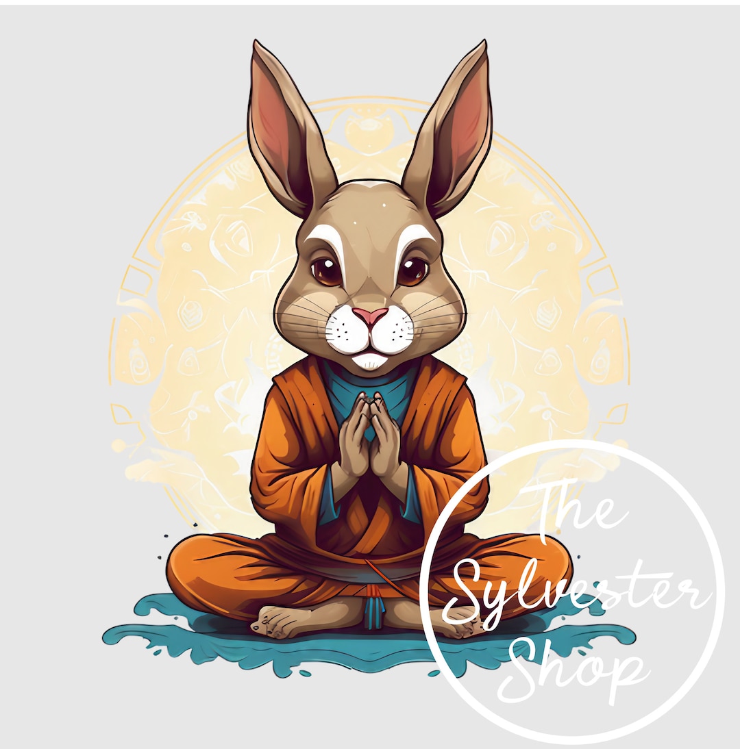 Meditating Rabbit PNG Watercolor Sublimation Design Easter Sublimation ...