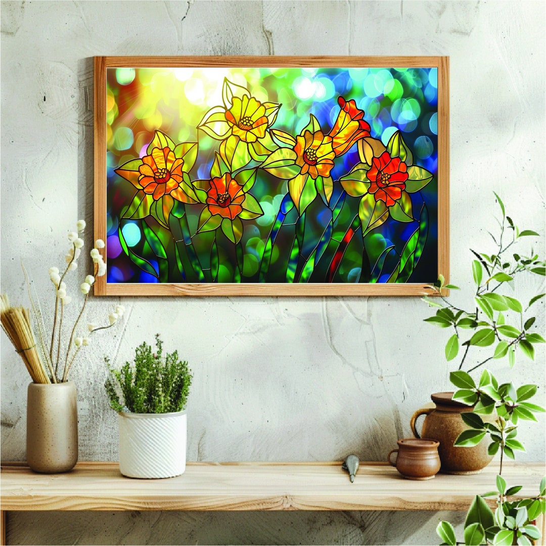 Frame TV Stained Glass Sunflowers Flowers Art Colorful Floral Frame TV ...