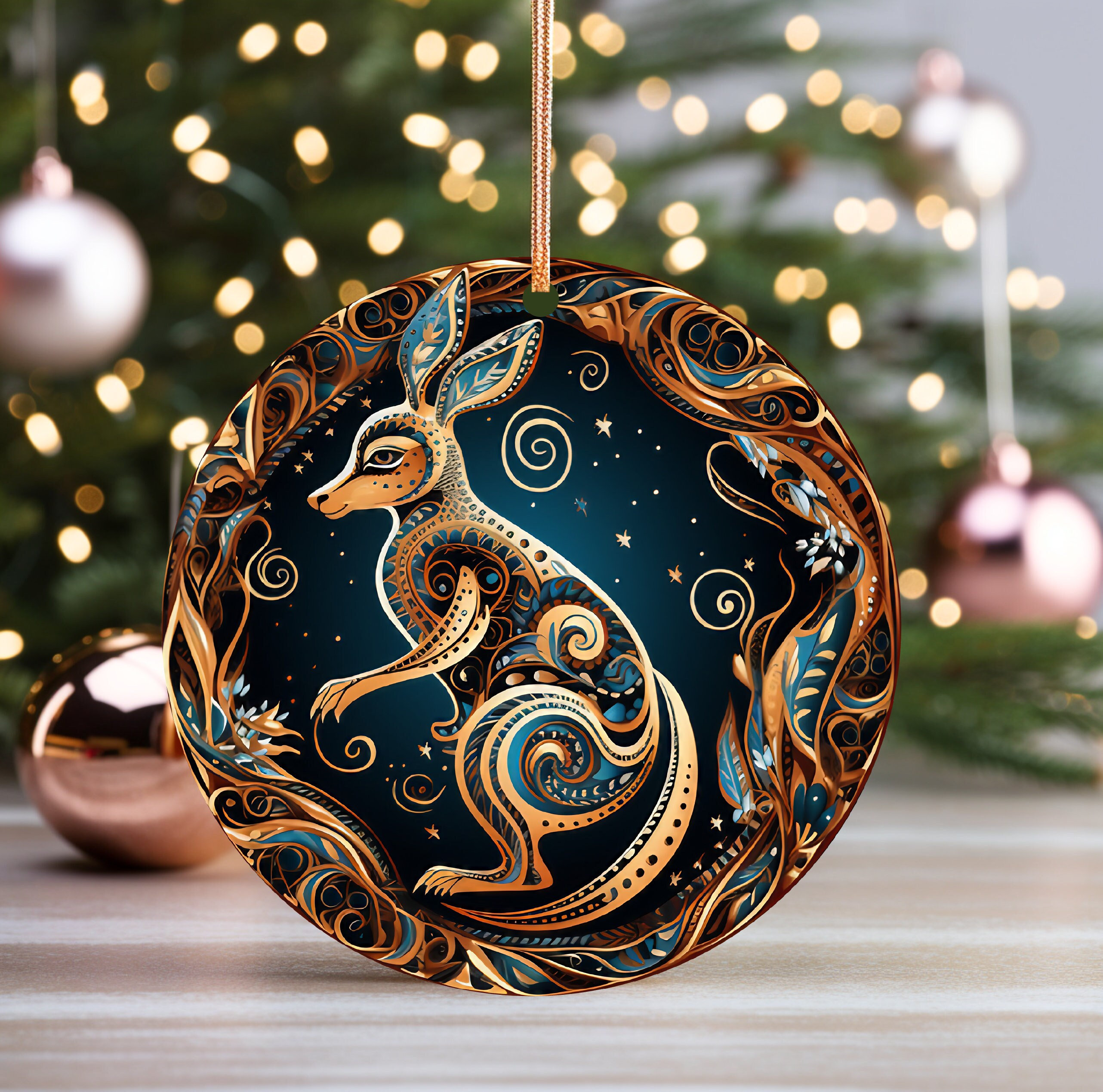 Kangaroo Ornament Physical Item Christmas Round Ornament - Etsy