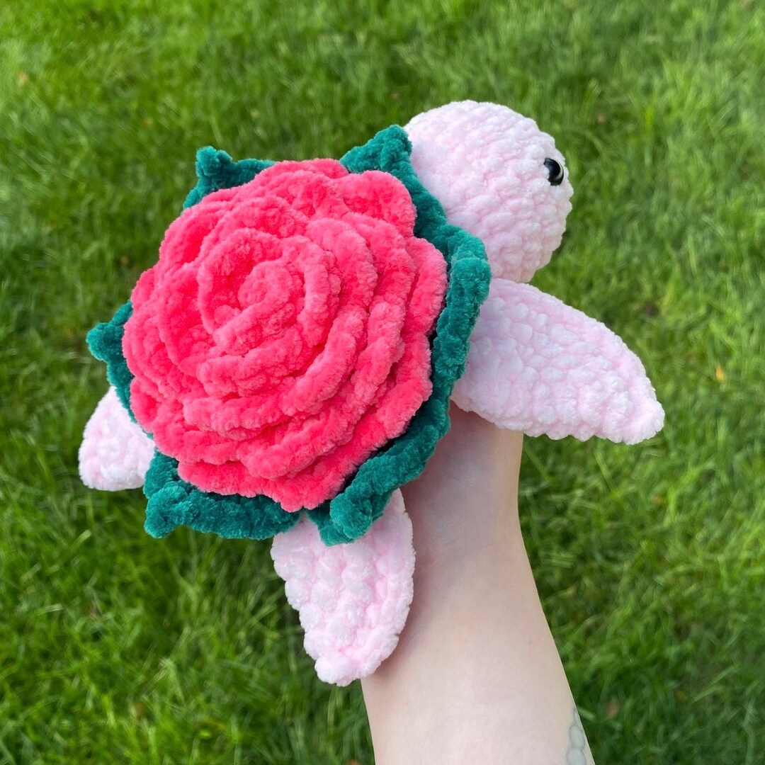 Crochet Rose Shell Turtle Plushie - Etsy