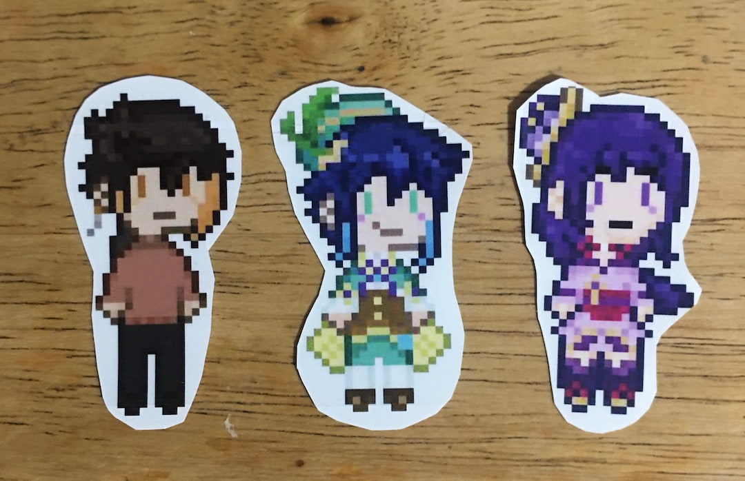 Genshin Impact Pixel Art Stickers / Decals Zhongli Raiden - Etsy