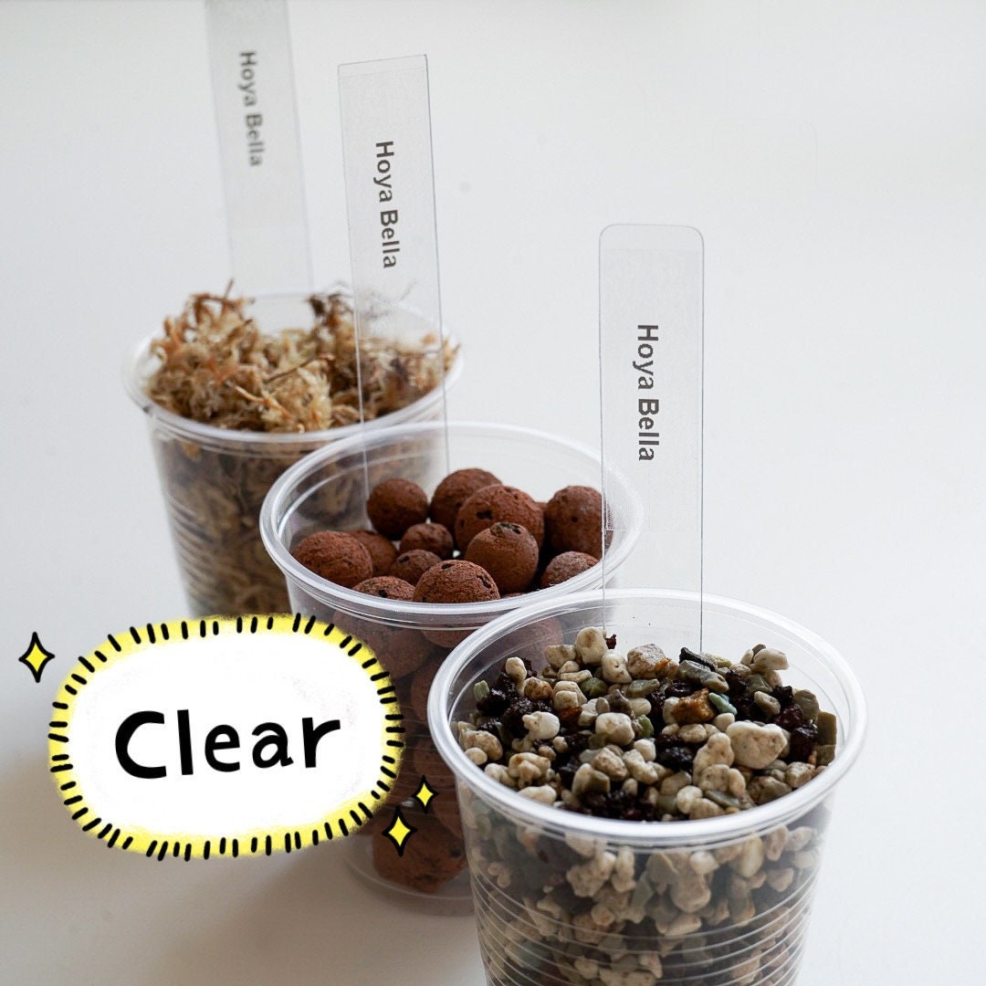 Clear Transparent Plastic PVC Plant Label Pot Stake Marker Nursery Tag ...