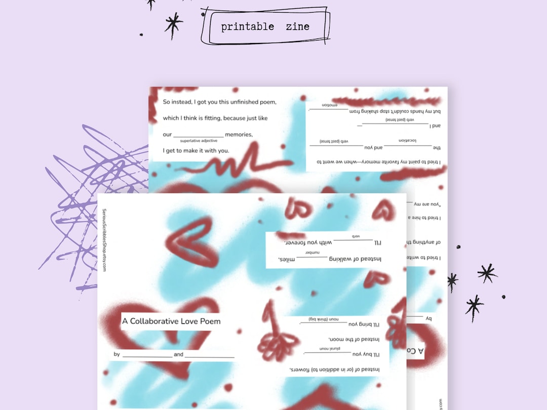 Fill-in-the-blank Love Poem ~ Unique Valentine's Day Gift ~ DIY Zine ...