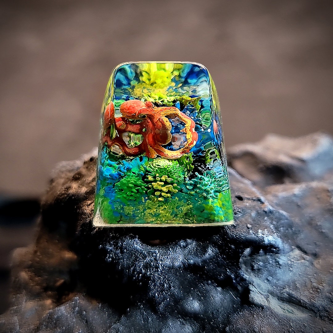 Octopus on Coral ,coral Keycaps ,artisan Keycap, Keycaps Resin, Keycap ...