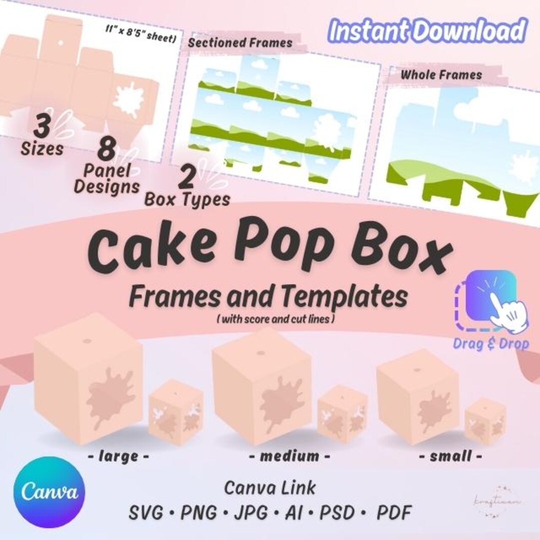Cake Pop Box Template and Frame | Digital Download| DIY Custom Cake Pop ...