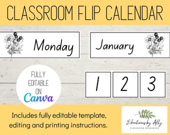 Black and White Flip Calendar - Etsy