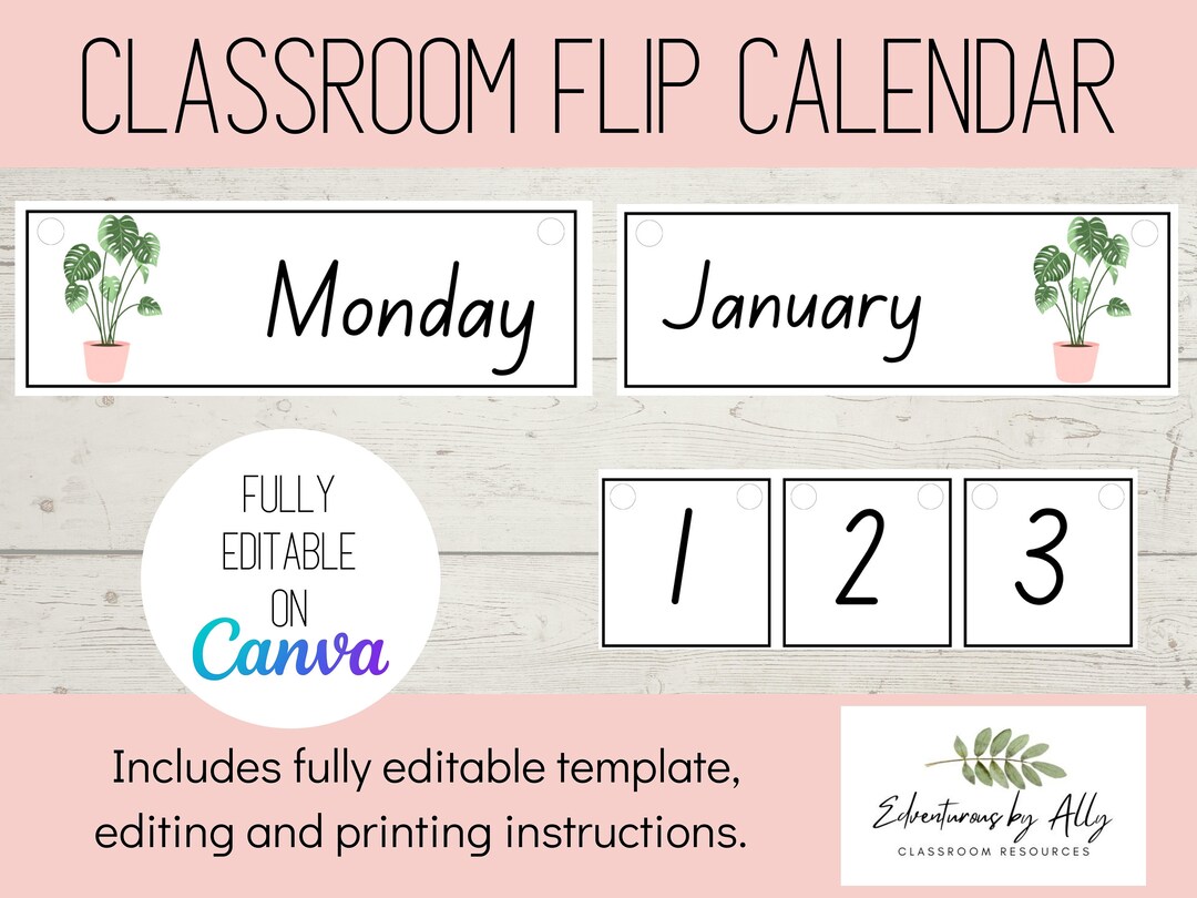 Classroom Flip Calendar: Minimalist Plant - Etsy