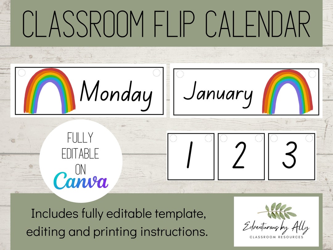 Classroom Flip Calendar: Rainbow - Etsy