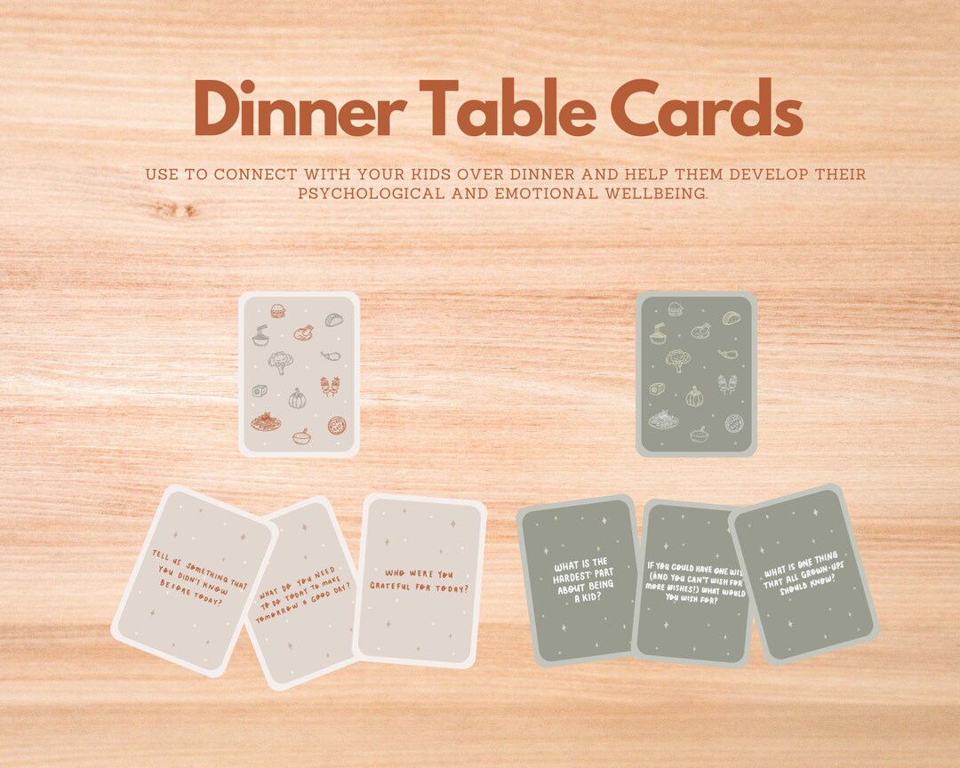 Family Dinner Table Cards Digital Download | Psychologist Developed ...