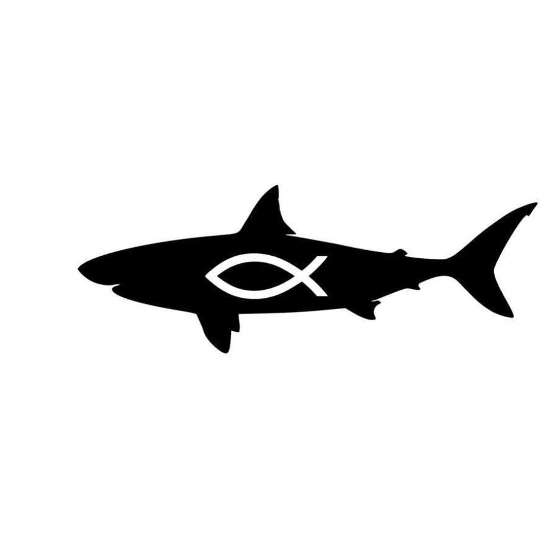 Great White Shark Ate Jesus Fish Vinyl Decal, Bumper Sticker - Etsy