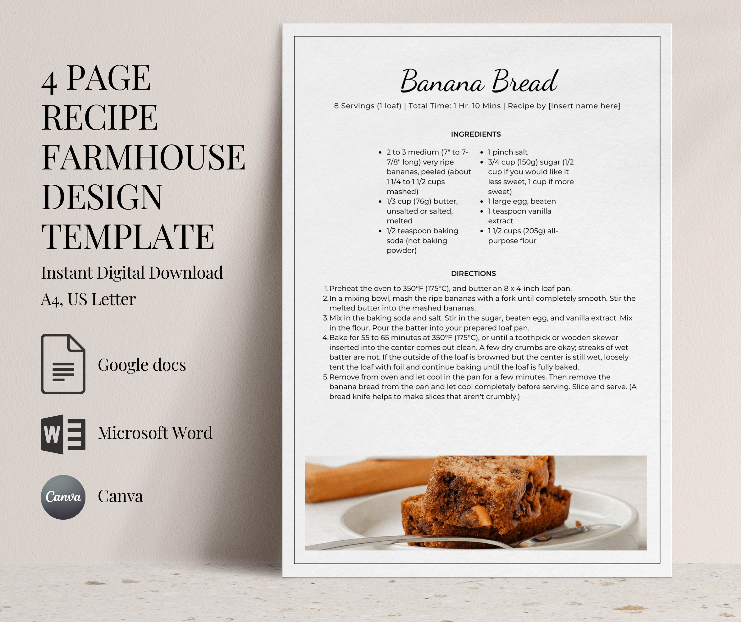 Editable Recipe Template Microsoft Word, Google Docs, Canva, 4 ... Editable Recipe Template Microsoft Word, Google Docs, Canva, 4 ...