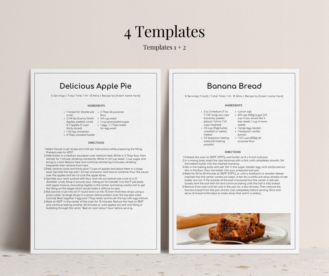 Recipe Template Google Docs, 4 Editable Farmhouse Recipe Design ...