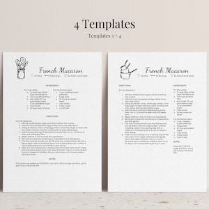 Microsoft Word Recipe Template Editable, 4 Recipe Page Template, Recipe ...