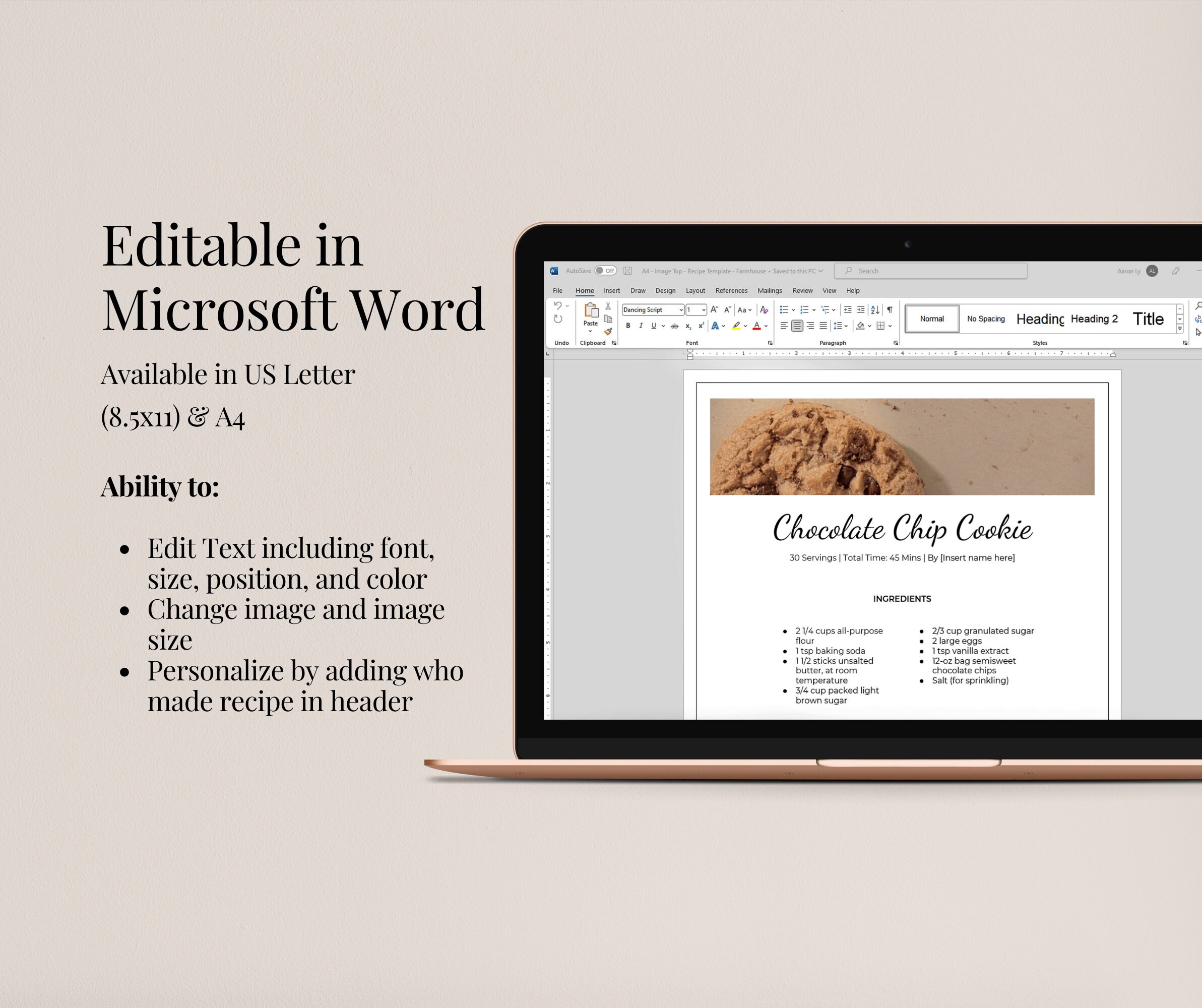 4 Editable Microsoft Word Recipe Template, Farmhouse Recipe Design ... 4 Editable Microsoft Word Recipe Template, Farmhouse Recipe Design ...