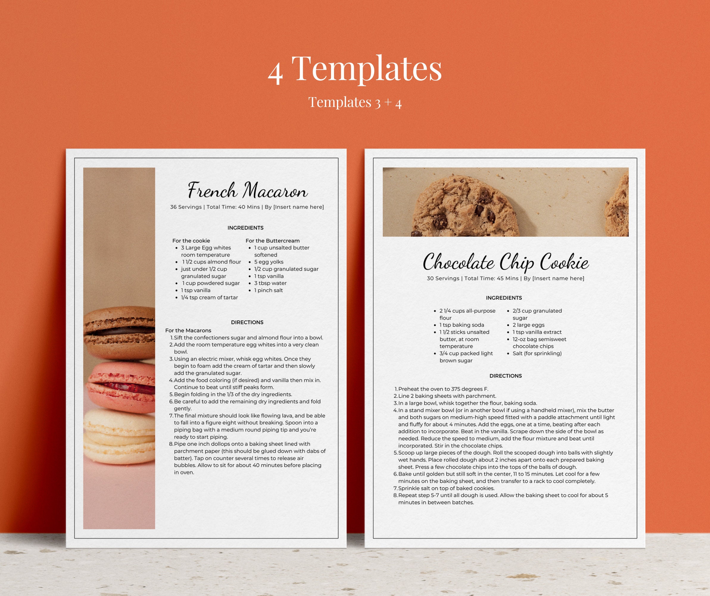 4 Editable Microsoft Word Recipe Template, Farmhouse Recipe Design ...