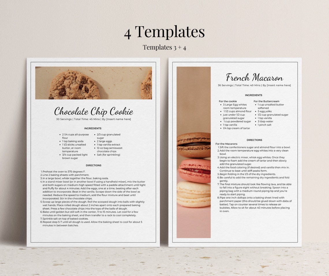 4 Editable Google Docs Recipe Template, Farmhouse Recipe Design ...