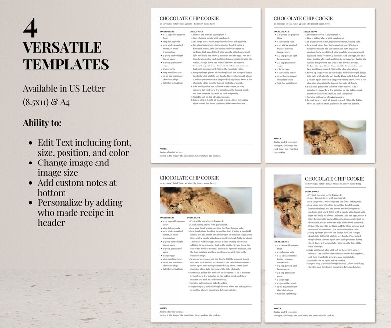 4 Editable Microsoft Word Recipe Template Recipe Sheet - Etsy 4 Editable Microsoft Word Recipe Template Recipe Sheet - Etsy