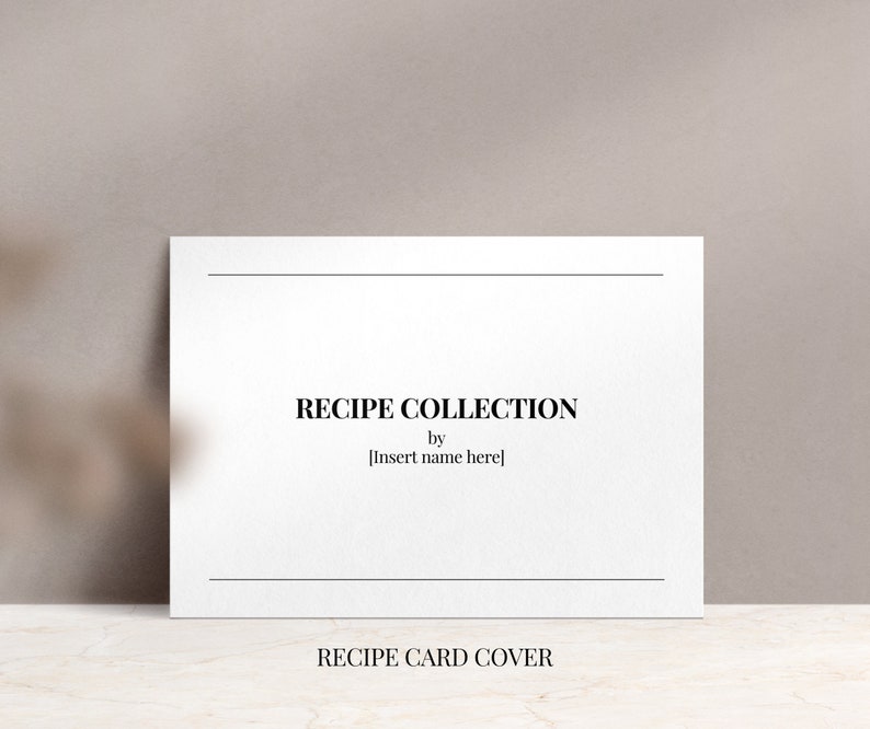 Minimal Design Recipe Card Template, Canva, Includes Tab Dividers ...
