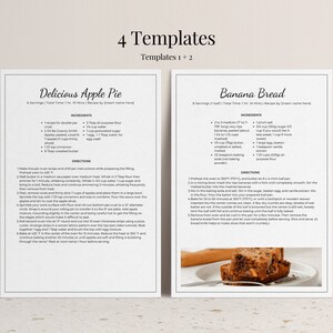 4 Editable Microsoft Word Recipe Template, Farmhouse Recipe Design ...