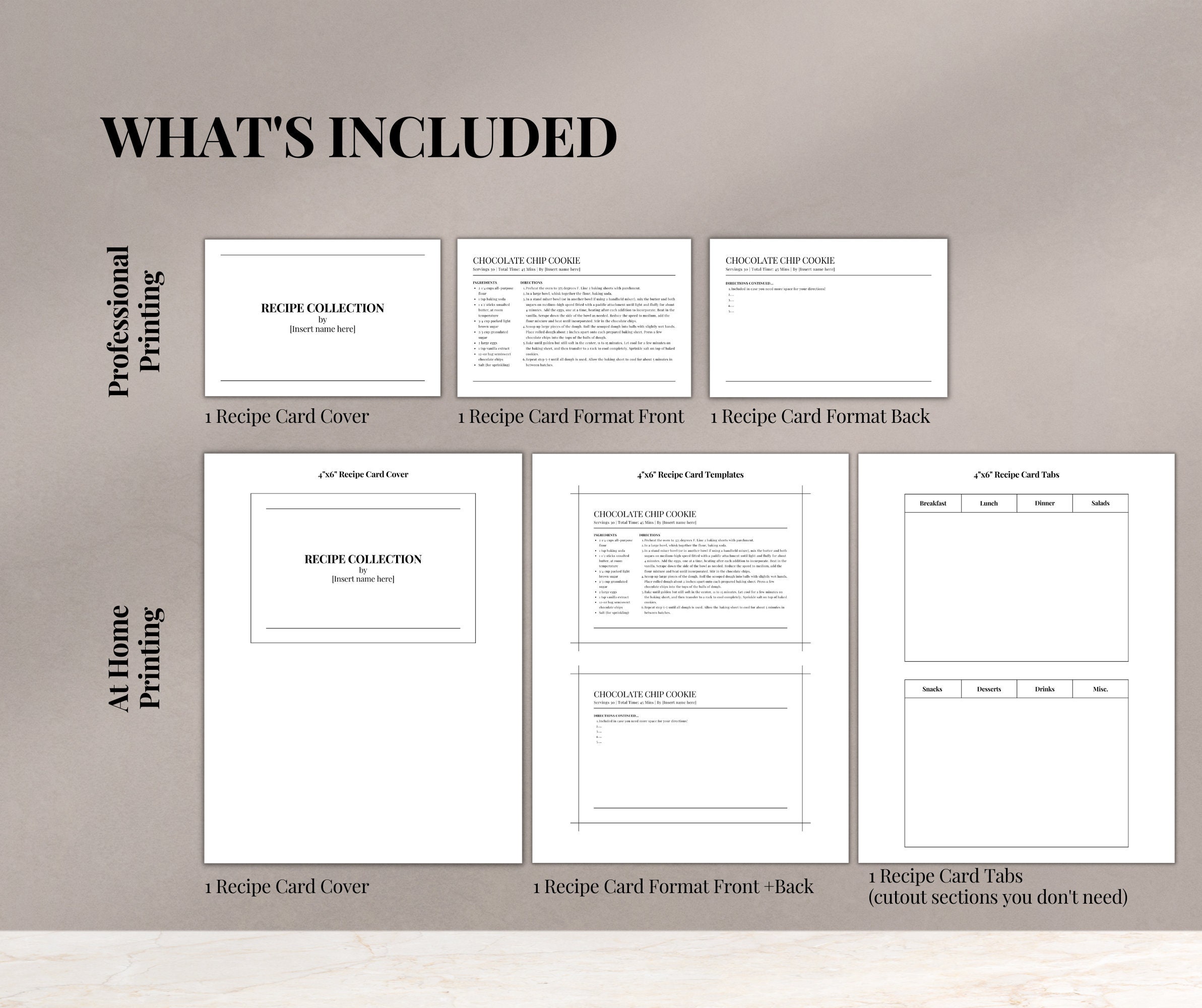 Minimal Design Recipe Card Template, Canva, Includes Tab Dividers ...