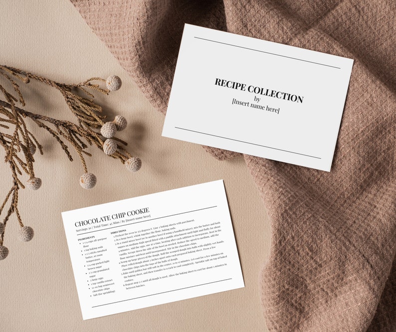 Minimal Design Recipe Card Template Canva Includes Tab - Etsy