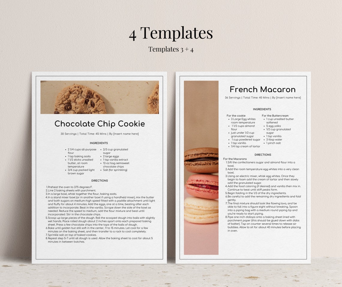 Recipe Template Google Docs, 4 Editable Farmhouse Recipe Design ...