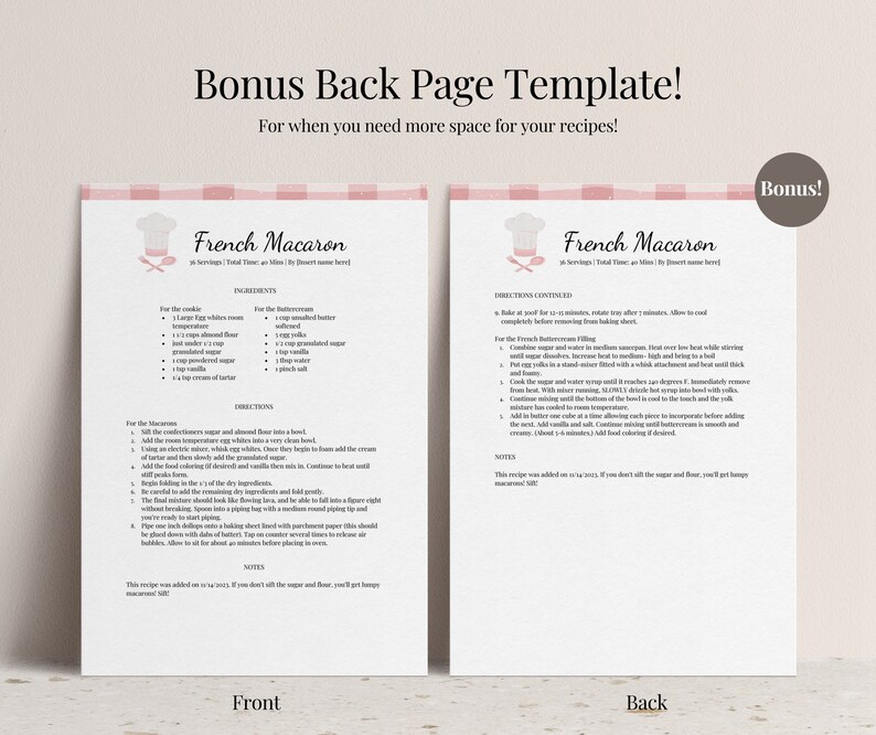 4 Editable Microsoft Word Recipe Template, Bakery Theme Recipe Design ...