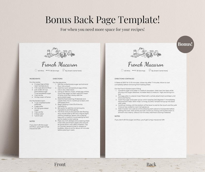 Microsoft Word Recipe Template Editable, 4 Recipe Page Template, Recipe ...