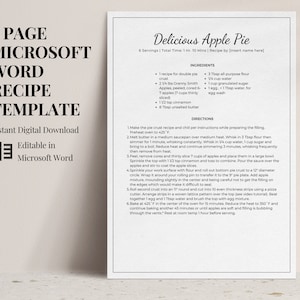 4 Editable Microsoft Word Recipe Template, Farmhouse Recipe Design ...