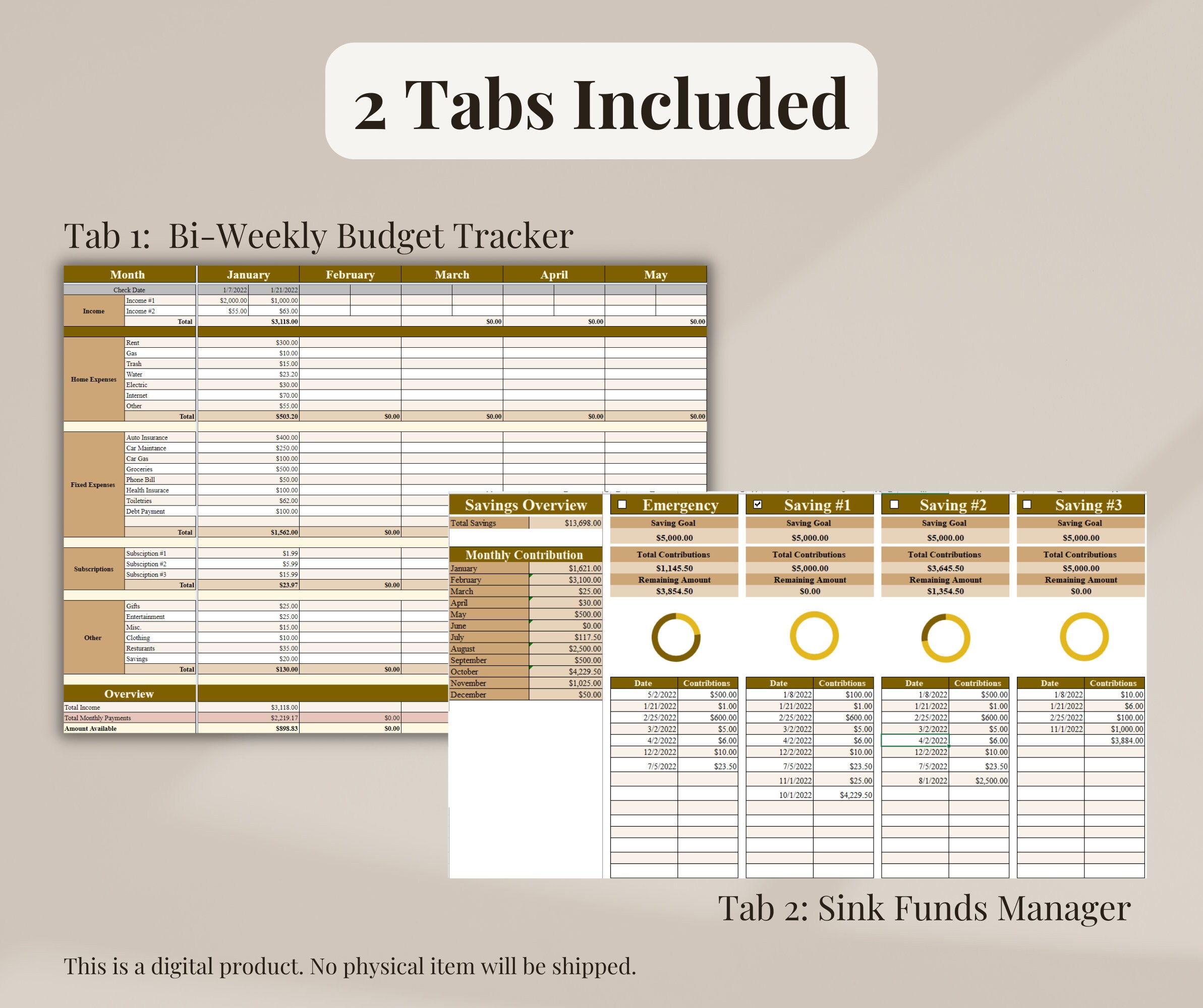 Excel Monthly Budget Template With Sink Funds Savings Manager, Budget ...