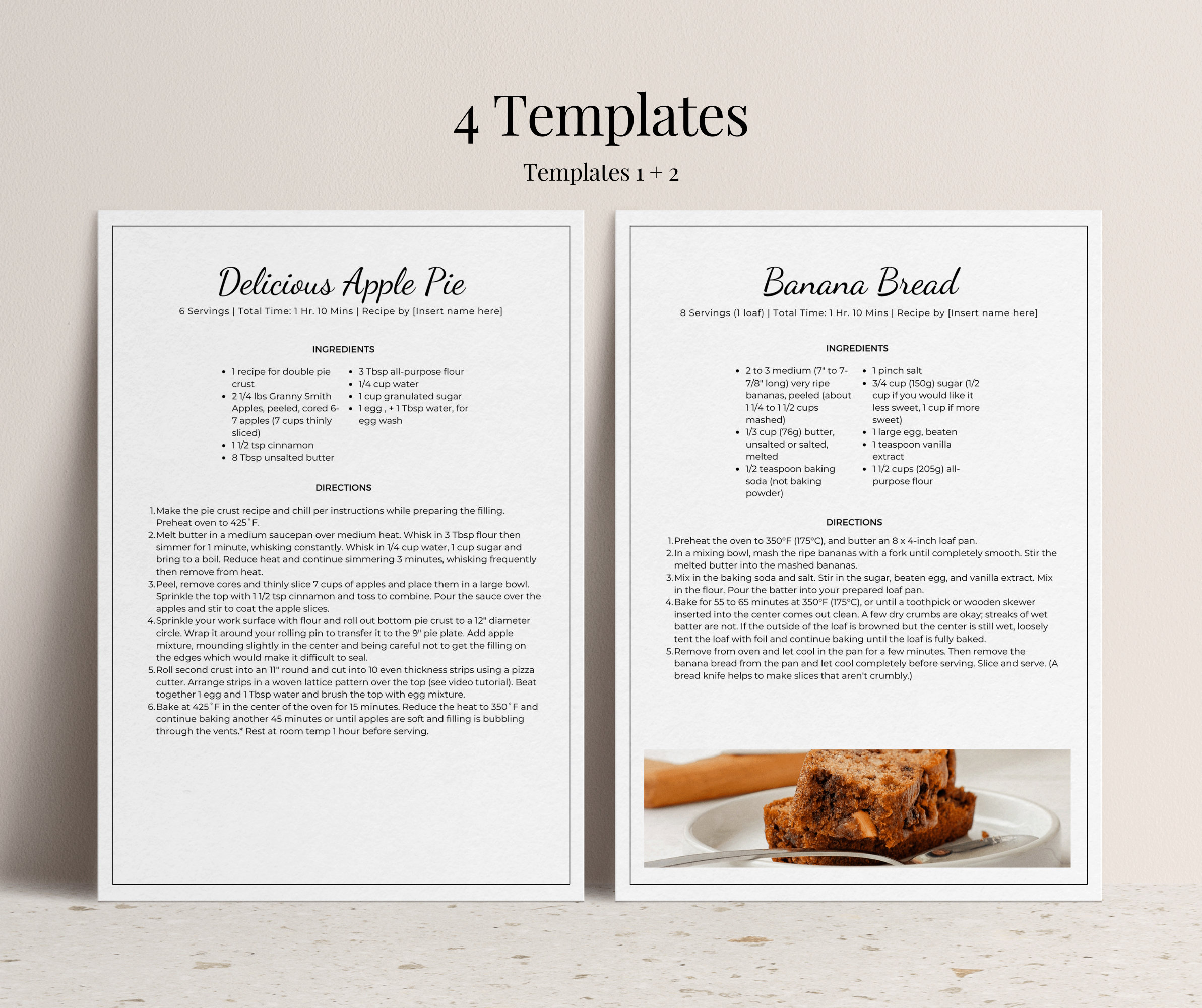 4 Farmhouse Recipe Design Template, Editable Google Docs Recipe ...