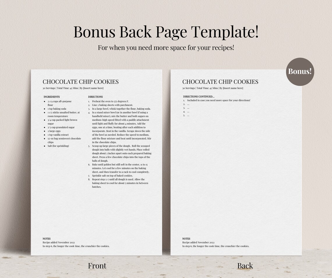 Microsoft Word Recipe Sheet Template Editable, 4 Recipe Page Template ...