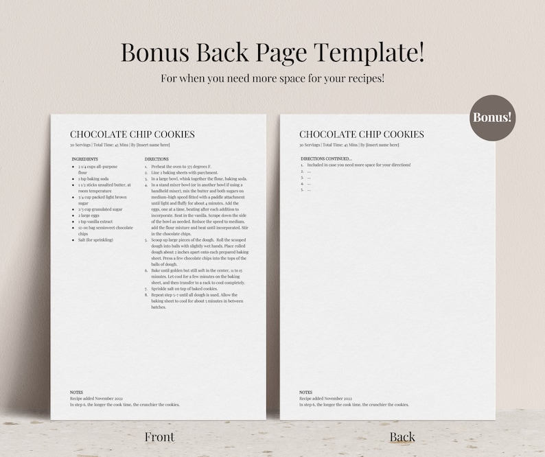Microsoft Word Recipe Sheet Template Editable, 4 Recipe Page Template ...