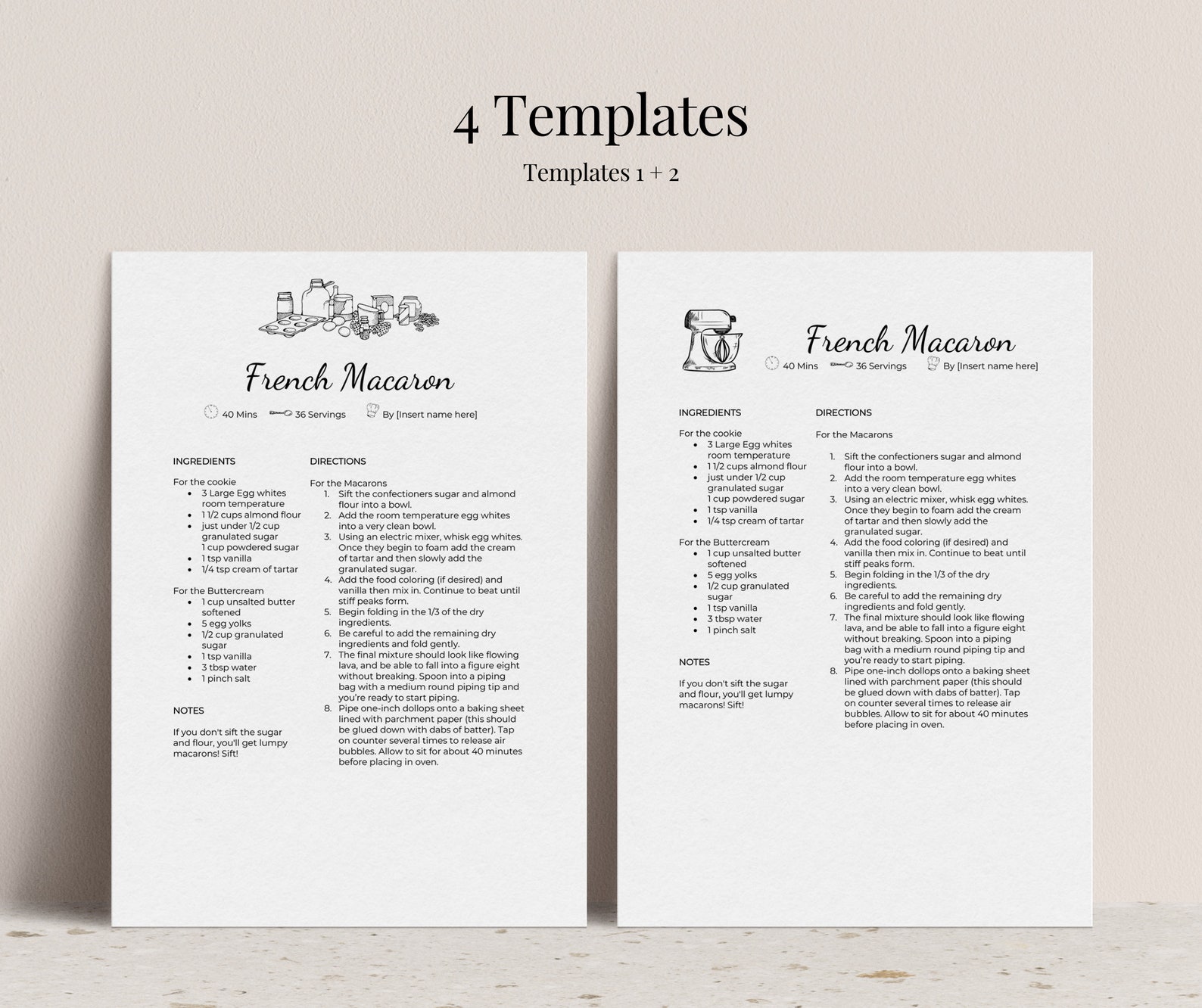 Microsoft Word Recipe Template Editable, 4 Recipe Page Template, Recipe ...