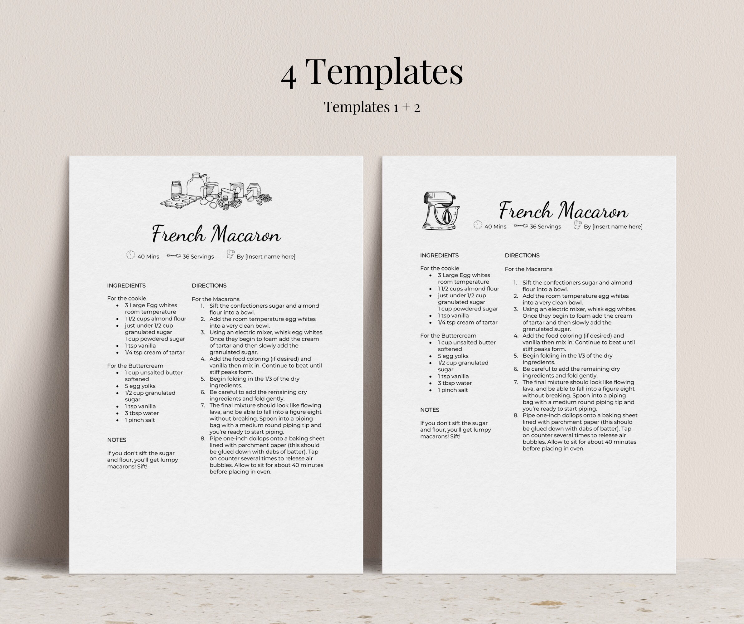Microsoft Word Recipe Template Editable, 4 Recipe Page Template, Recipe ... Microsoft Word Recipe Template Editable, 4 Recipe Page Template, Recipe ...