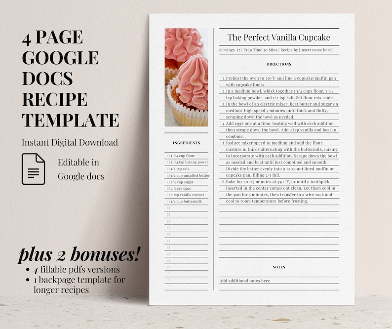 Google Docs Recipe Template, 4 Editable Recipe Binder Templates, Recipe ...