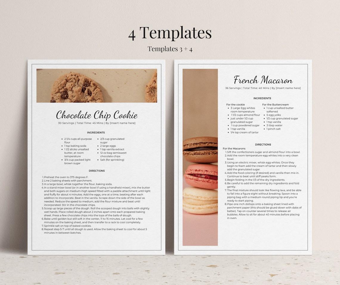 4 Editable Microsoft Word Recipe Template, Farmhouse Recipe Design ...