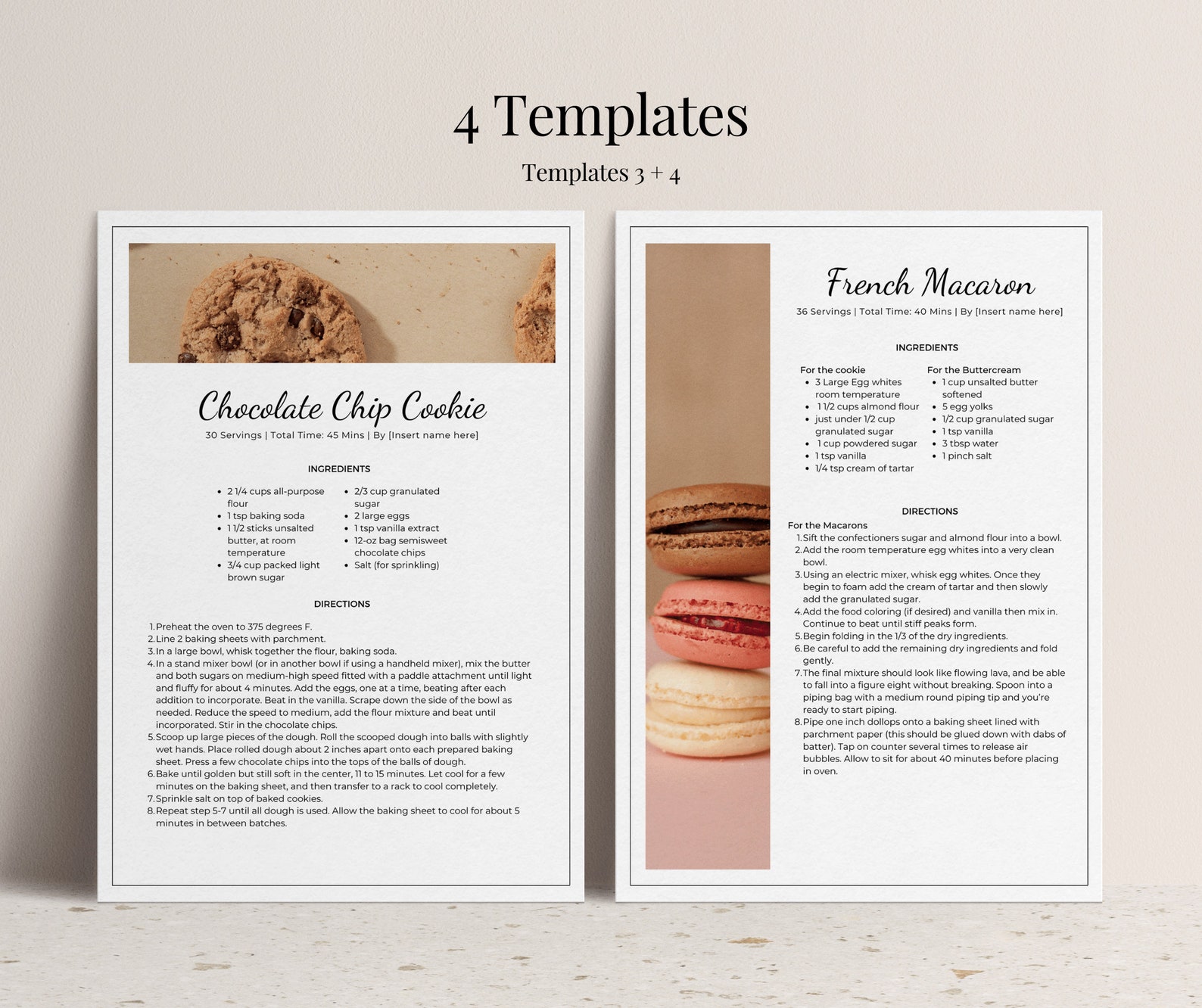 4 Editable Microsoft Word Recipe Template, Farmhouse Recipe Design ...